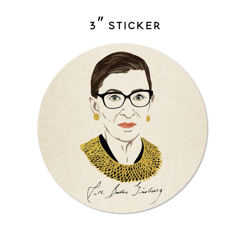 Linen RBG Stickers Ruth Bader Ginsburg Illustration and - Etsy