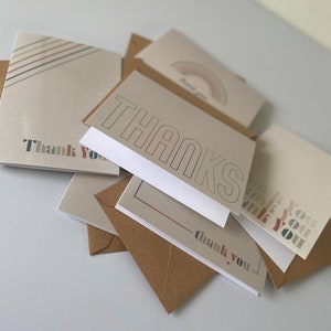 Retro Rainbow Thank You Greeting Cards by GSGS - 6 Pk Assorted 5"x7 ...