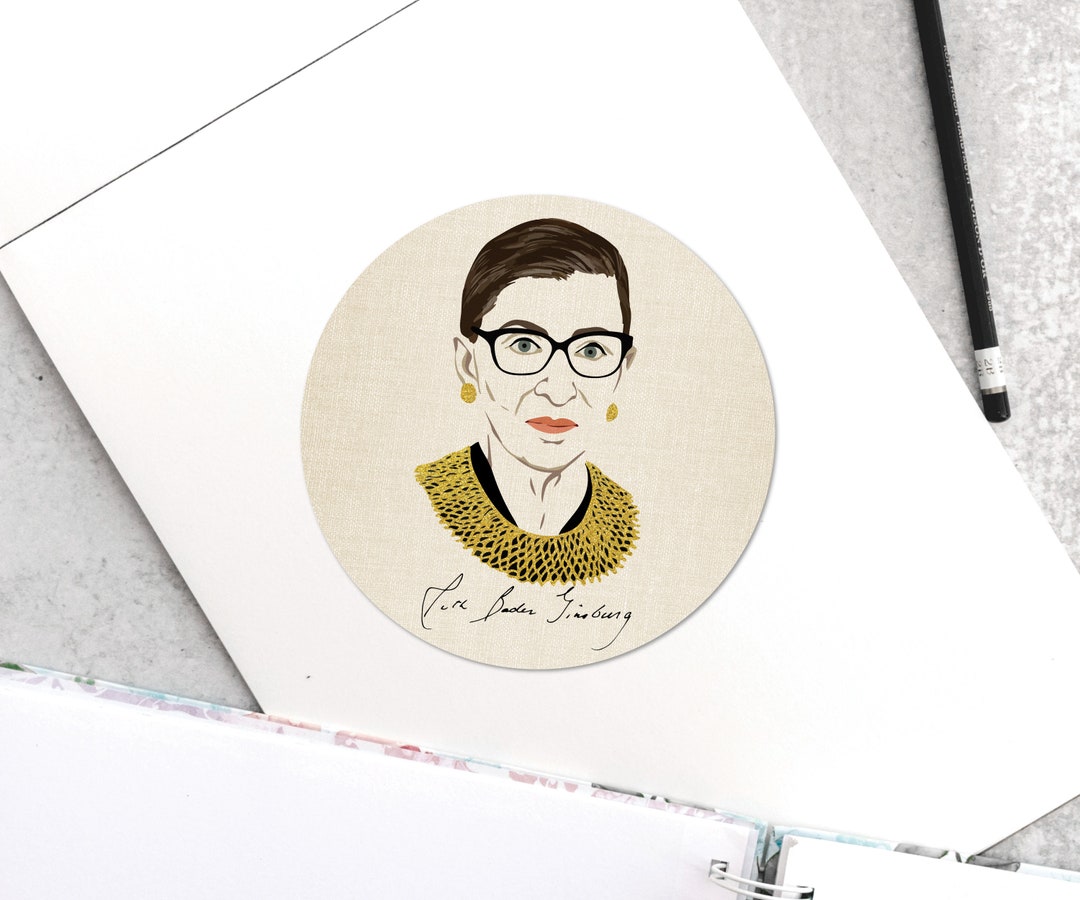 Linen RBG Stickers Ruth Bader Ginsburg Illustration and Quote Sticker ...