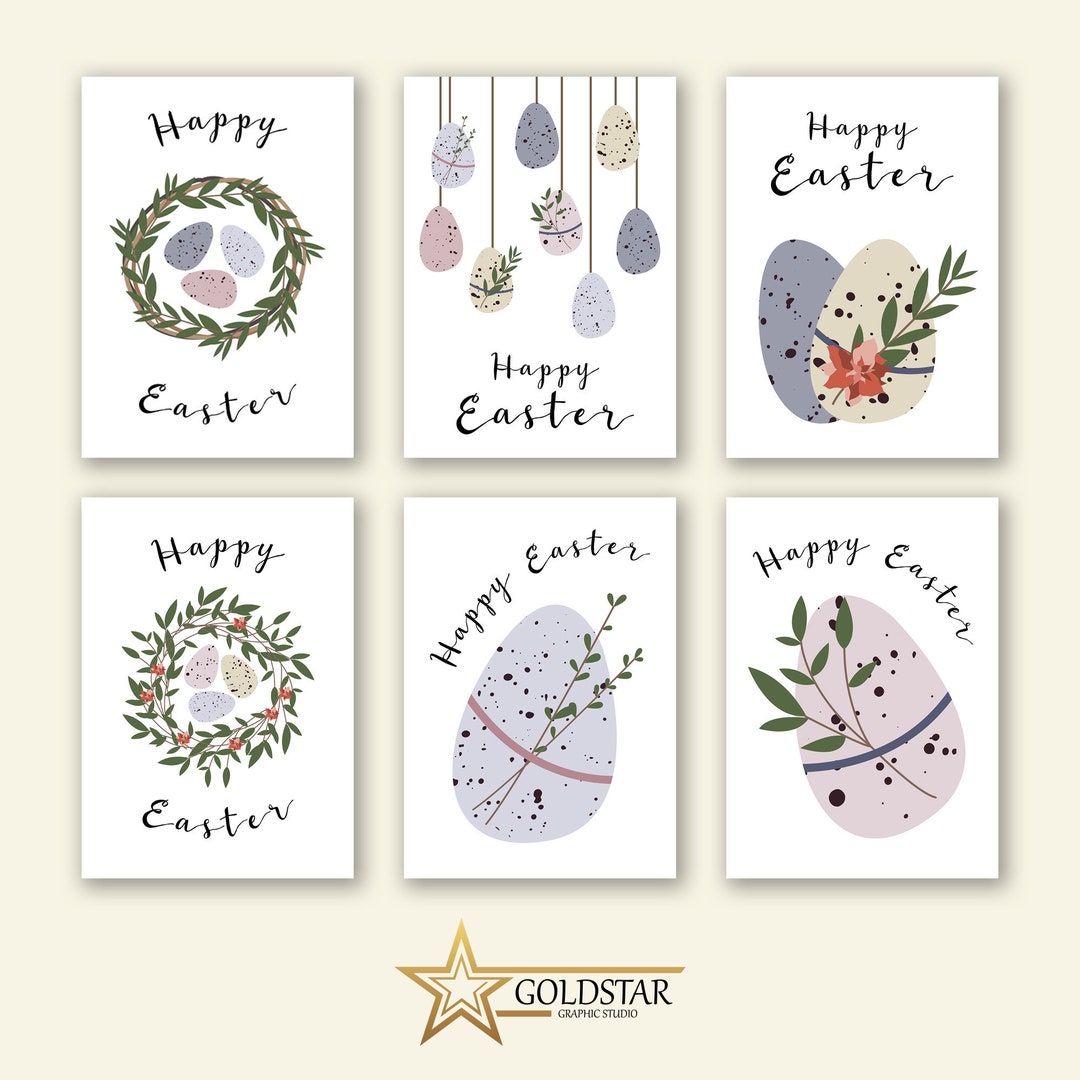 Happy Easter 6 Pk Rustic Modern Postcards - Assorted 5 Pack of Cards ...