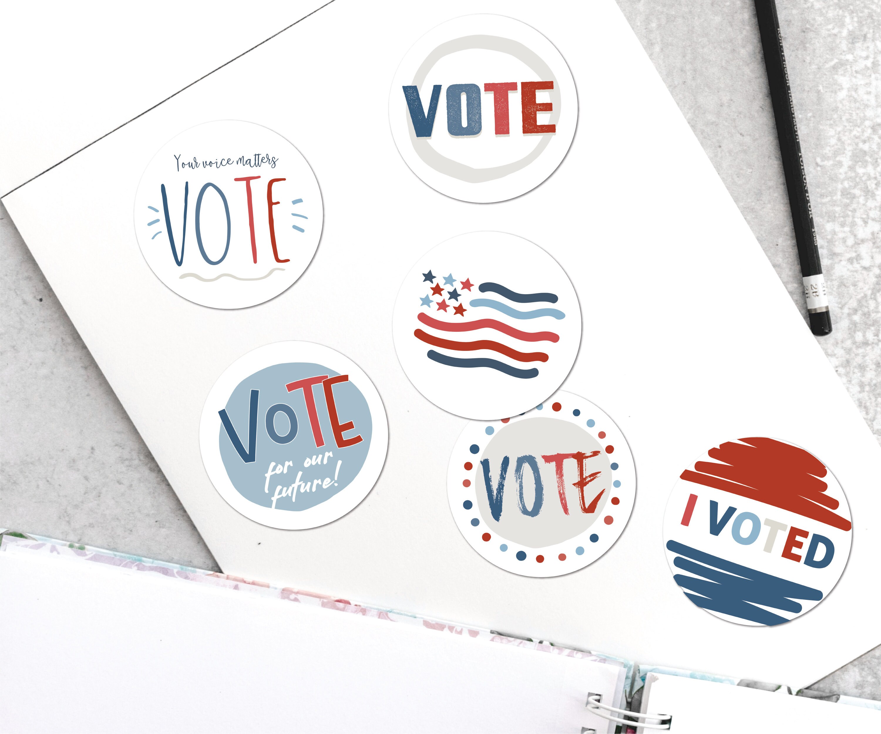 VOTE Stickers Set of 6 ST001000 Handmade in Los Angeles | Etsy