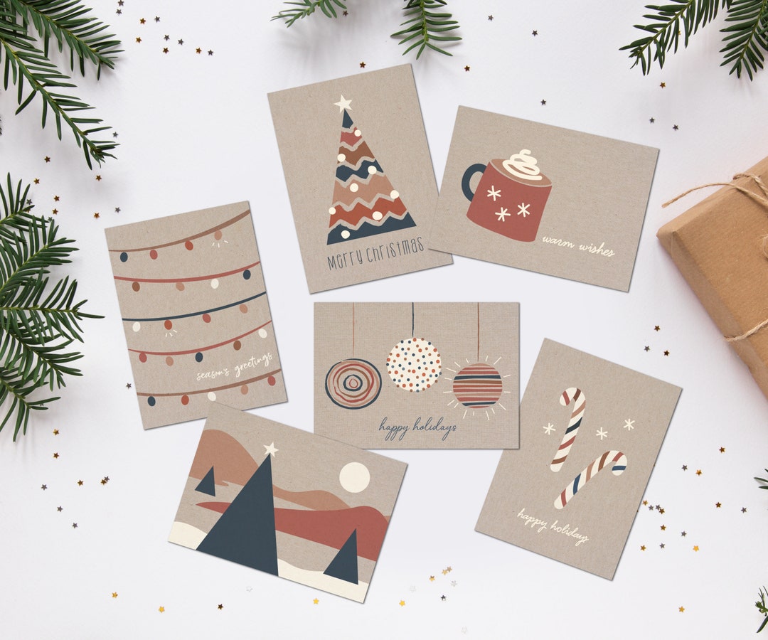 Postcards - Modern Rustic Christmas POSTCARDS by GSGS - 6 Pk Assorted ...