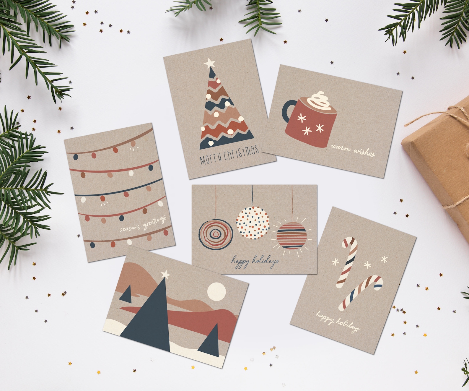 Postcards Modern Rustic Christmas POSTCARDS by GSGS 6 Pk - Etsy