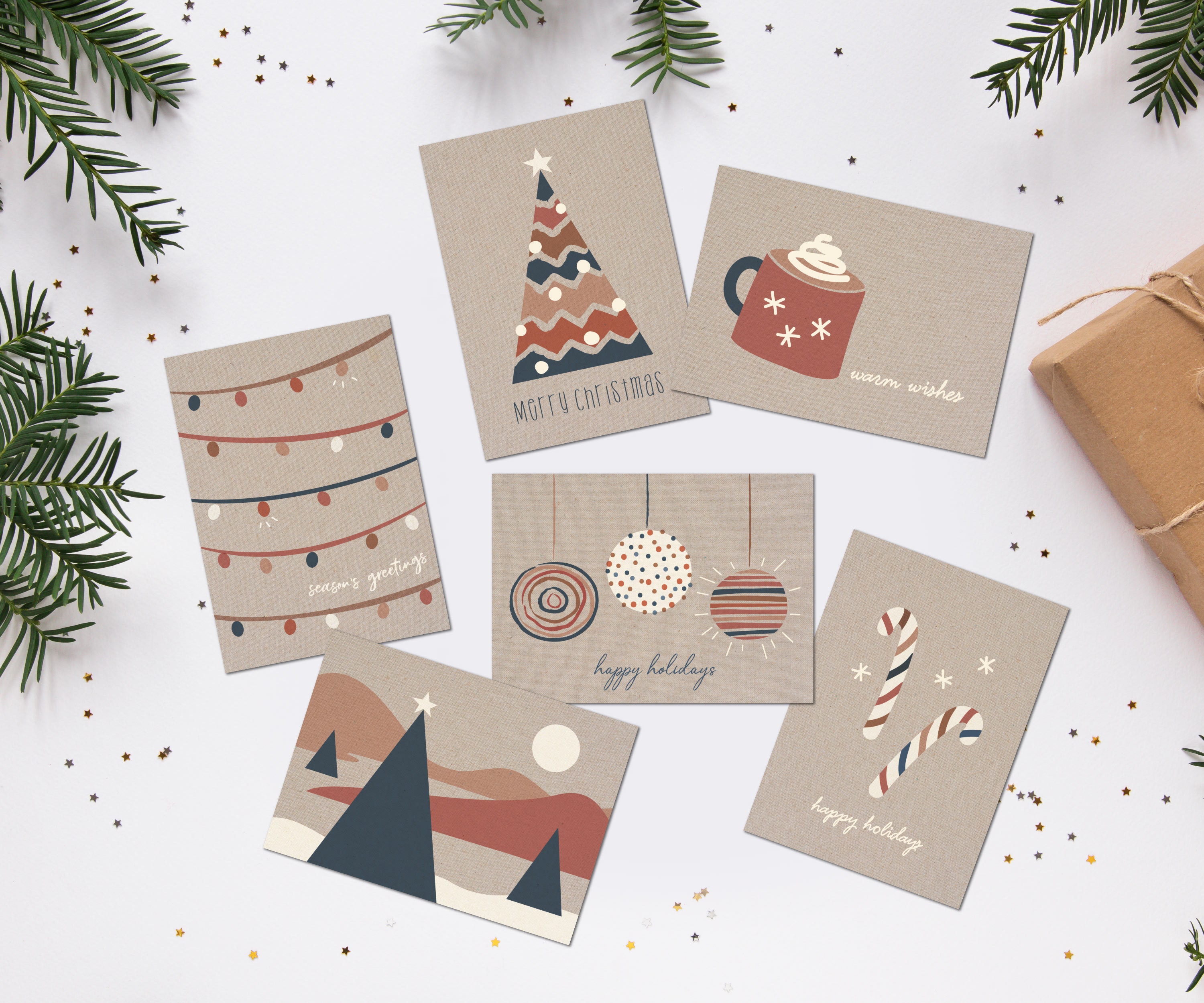 Postcards Modern Rustic Christmas POSTCARDS by GSGS 6 Pk - Etsy