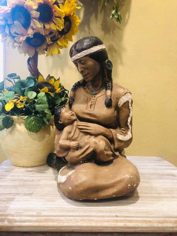 Native American mother and child statue gift for her | Etsy