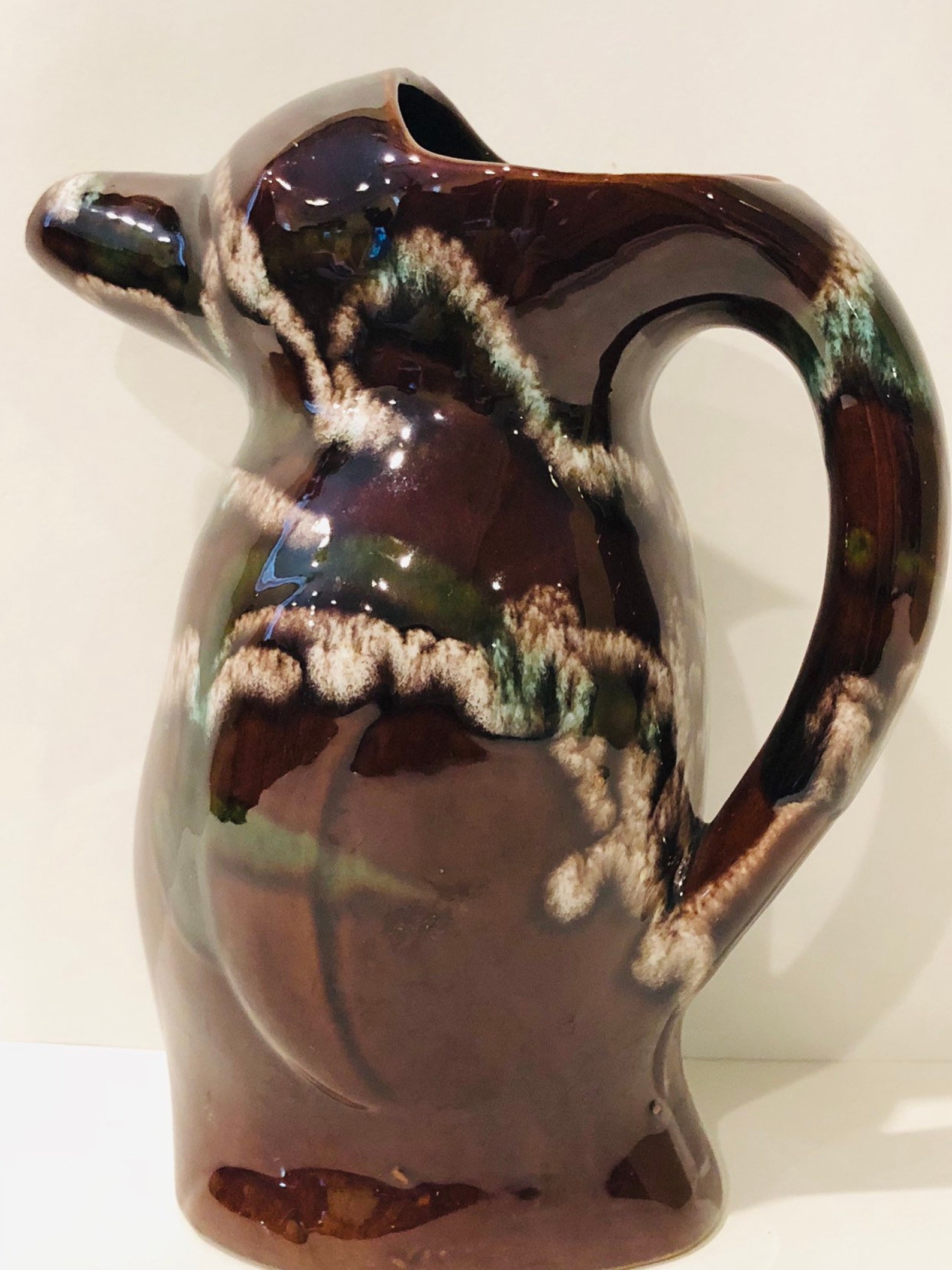 Dolphin vase, dolphin pitcher, rare pitcher, marked DHIM, valentine ...