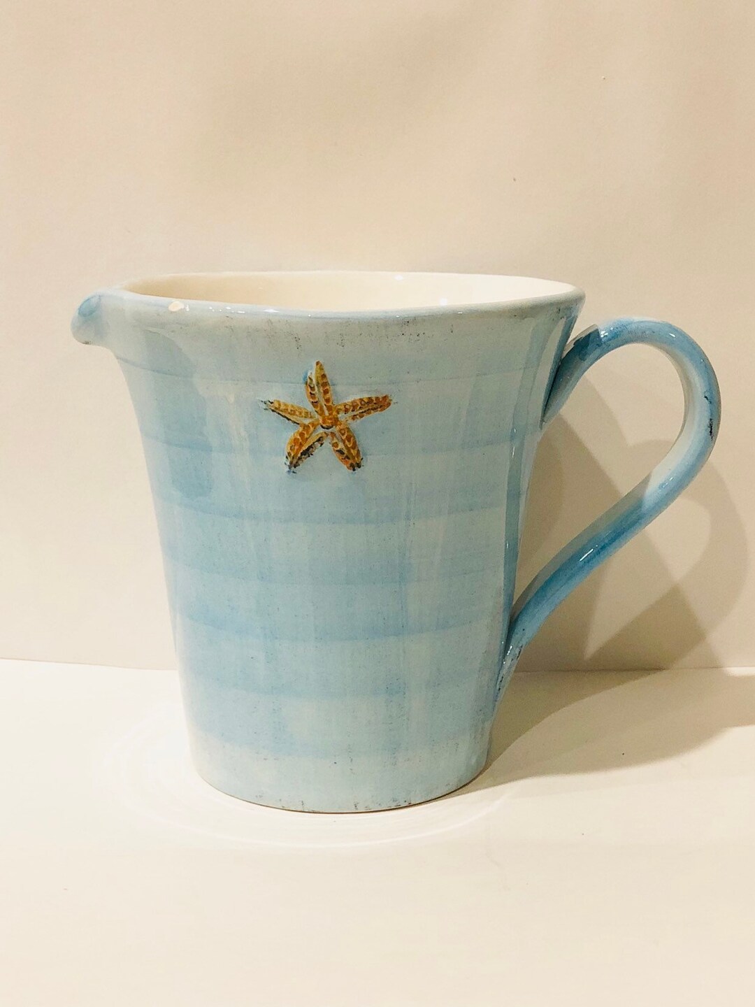 Italy Starfish Ceramic Blue Pitcher, Beach Theme Decor, Beach Decor ...