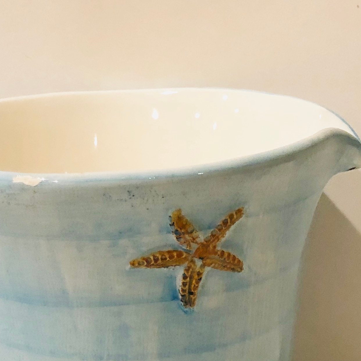 Italy Starfish Ceramic Blue Pitcher, Beach Theme Decor, Beach Decor ...