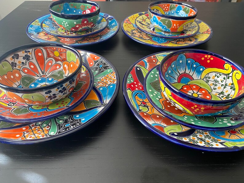 20 Piece Mexican Pottery Talavera Dinnerware Set. Seat 6 - Etsy