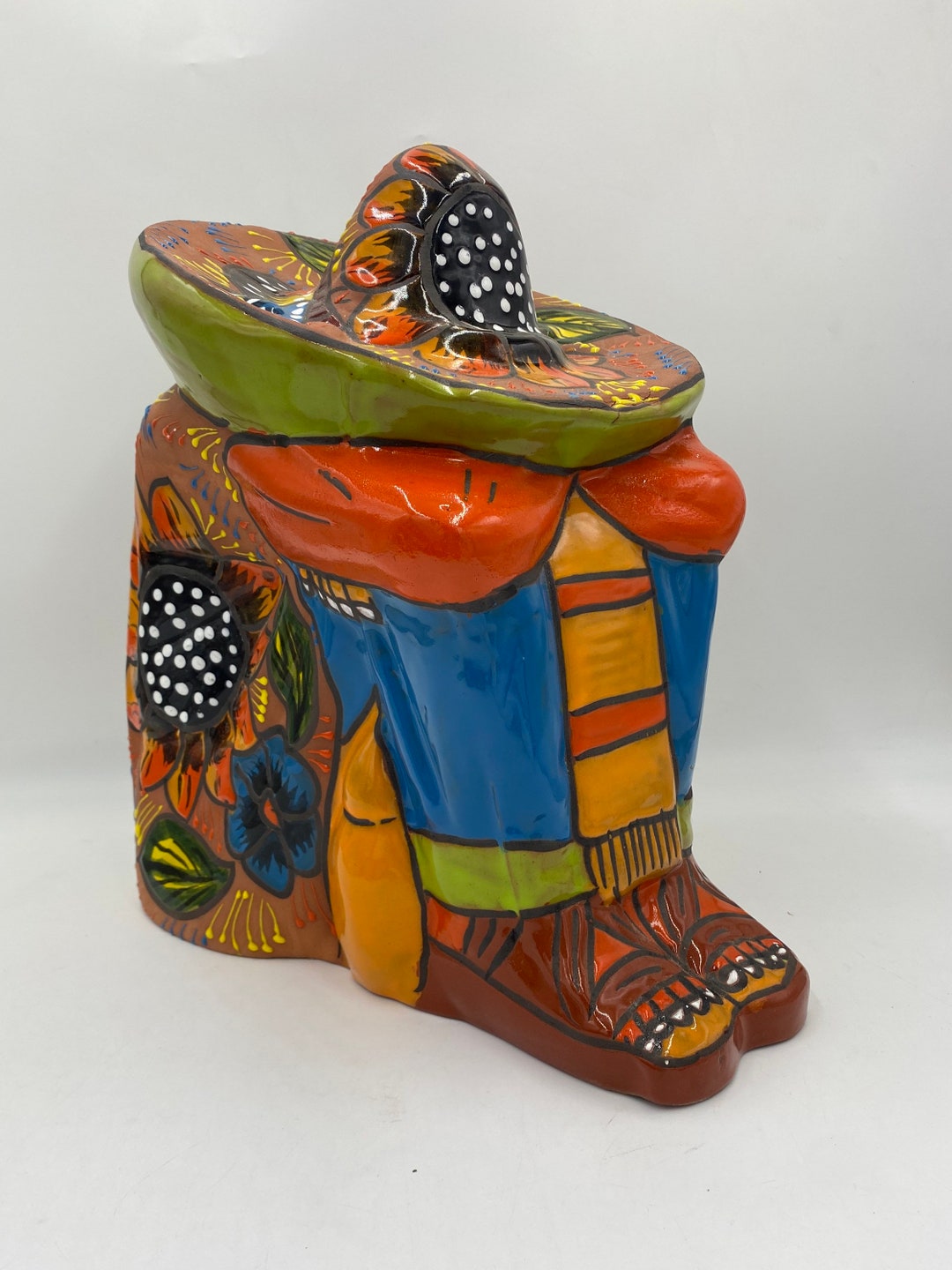 Rare Talavera Statue, Extra Large Pottery Statue, Sleeping Man Statue ...