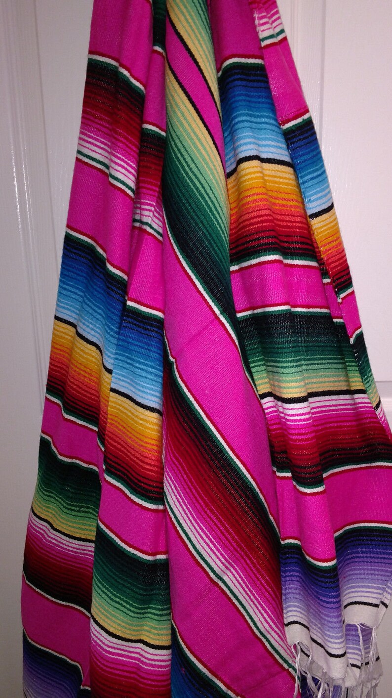 Rainbow Pink Mexican Serape Blanket multi Color Vibrant | Etsy Rainbow Pink Mexican Serape Blanket multi Color Vibrant | Etsy