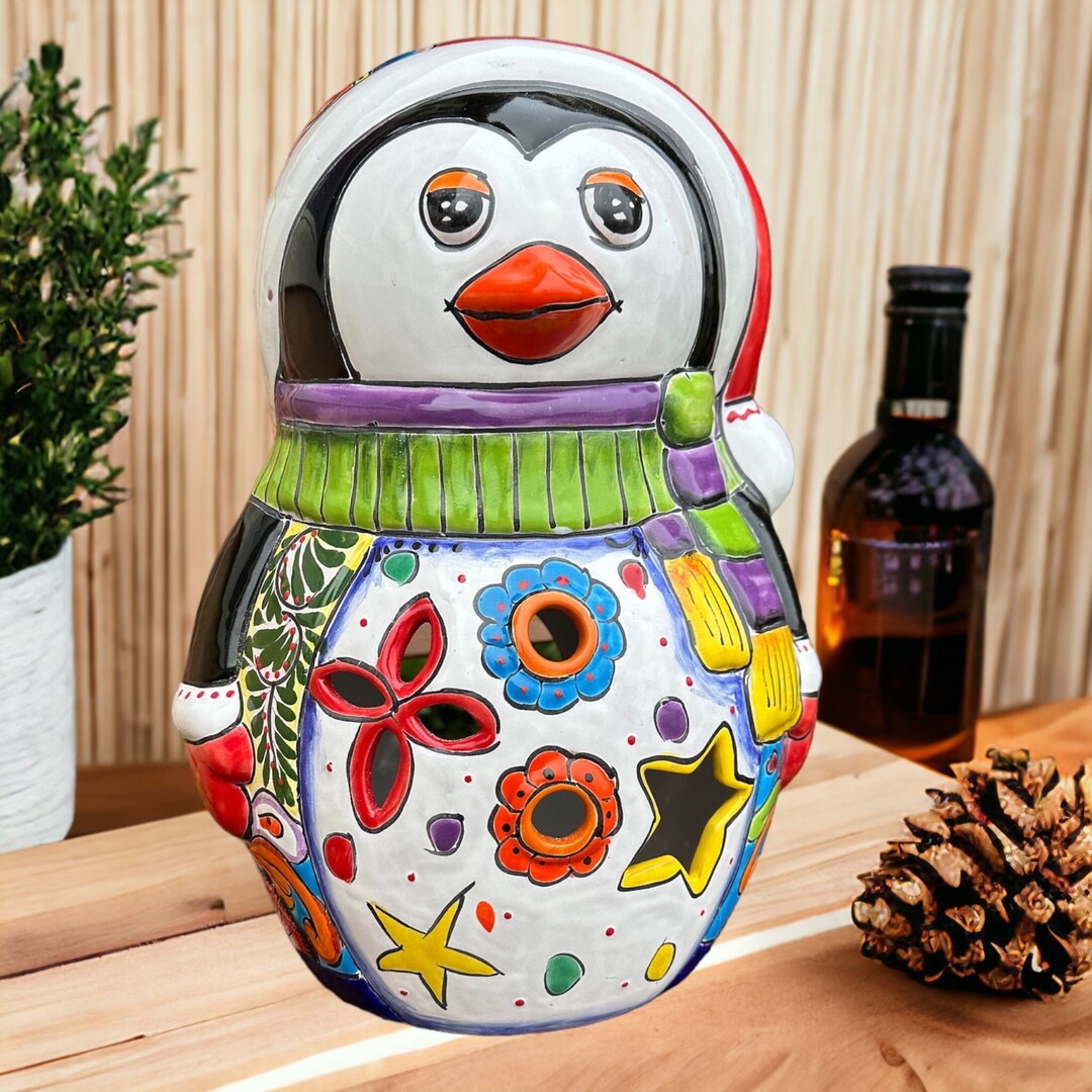 Talavera Penguin Candle Holder Handmade Mexican Pottery, 15 X 10 - Etsy