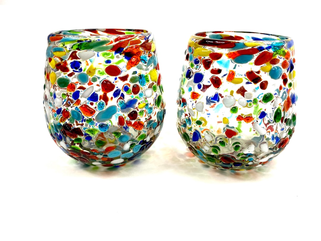 Tequila Shot Glasses Hand Blown Mexican Glass Shot Glasses 3 Etsy