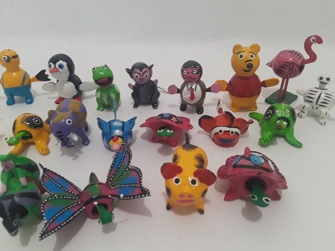 Lot of 30 Bobble Head Wooden Animals, Alebrijes, Hand Crafted in Mexico ...