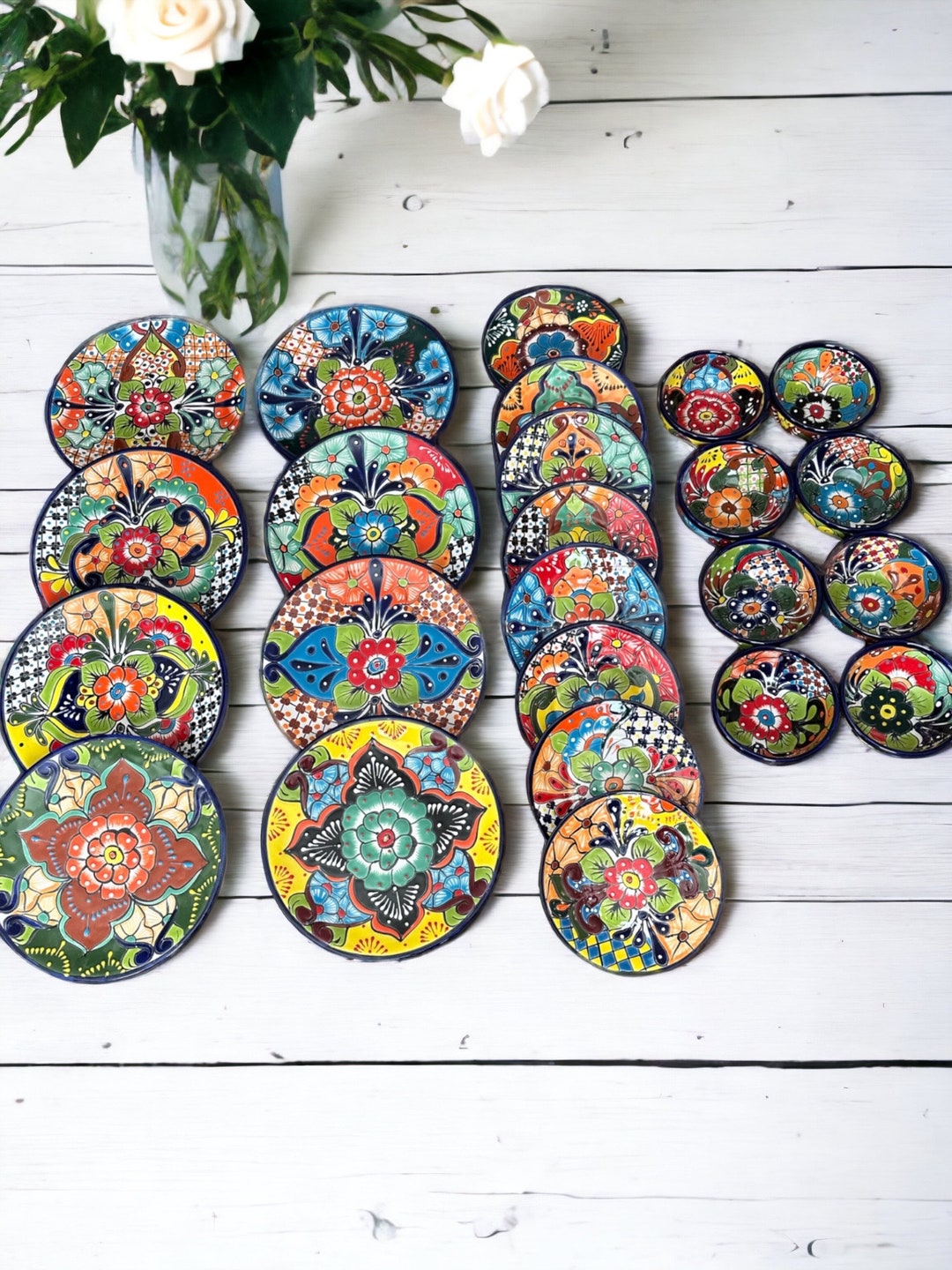 Vibrant Talavera Dinnerware Set Handcrafted Mexican Pottery 51-piece 8 ...