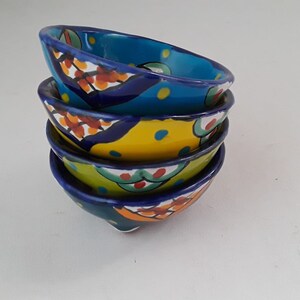 Set of 2 Salsa Bowls Small 4 Diameter / Depth 1.5 Talavera Mexican Folk ...