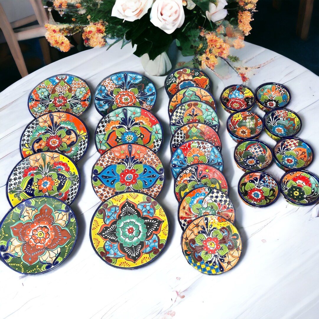 Authentic Talavera Dinnerware Set 33-piece, 8 Plate Settings, Mexican ...