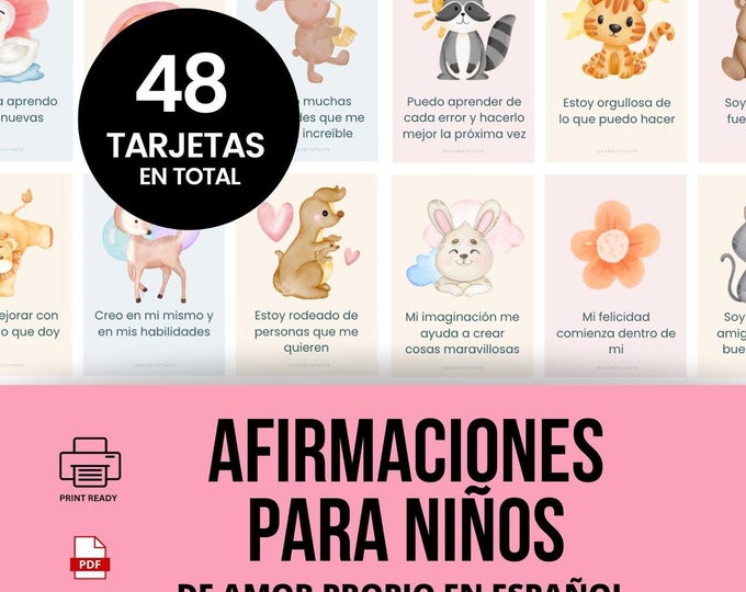 Tarjetas Con Afirmaciones Positivas Para Niños En Español, Tarjetas De ...
