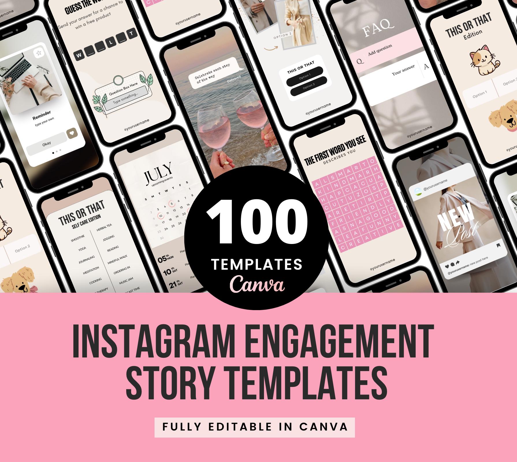 100 Aesthetic Instagram Story Templates for Canva IG Stories Templates ...