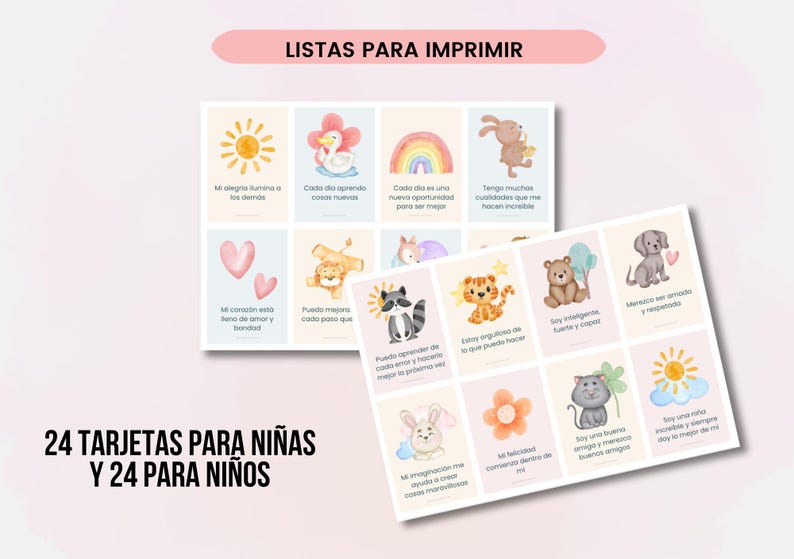 Tarjetas Con Afirmaciones Positivas Para Niños En Español, Tarjetas De ...
