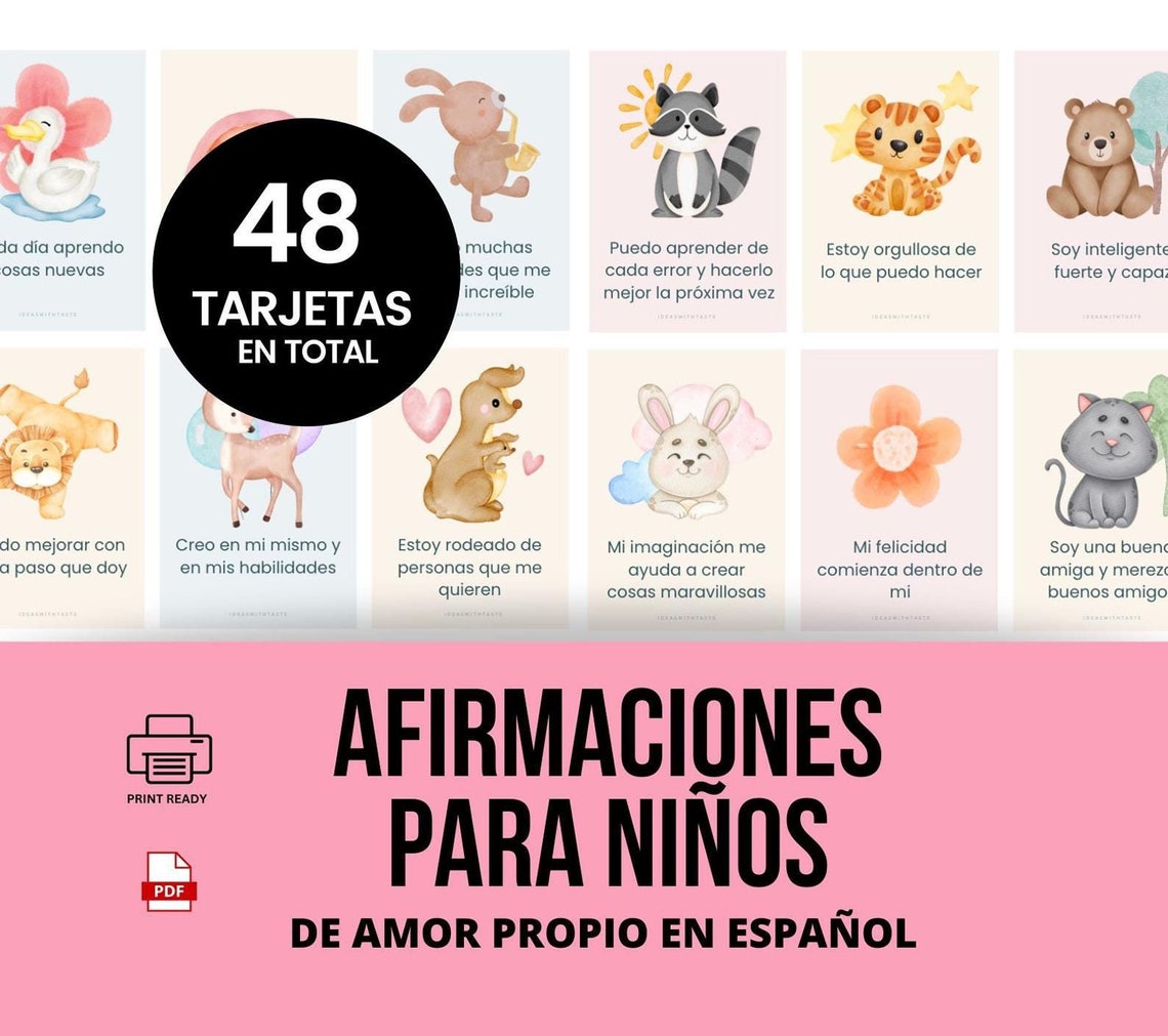 Tarjetas Con Afirmaciones Positivas Para Niños En Español, Tarjetas De ...