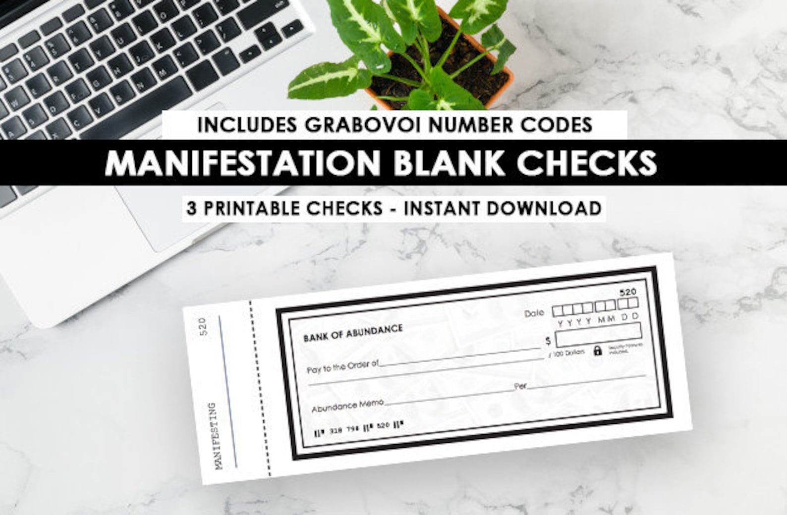 Printable Manifestation Checks Law of Attraction Blank Check to ...