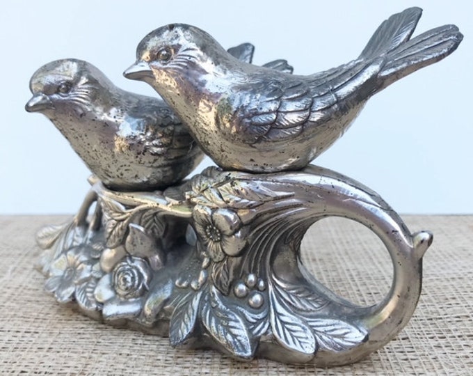 Pewter Salt and Pepper Shakers of Two Birds Oerched in a Branch - Etsy