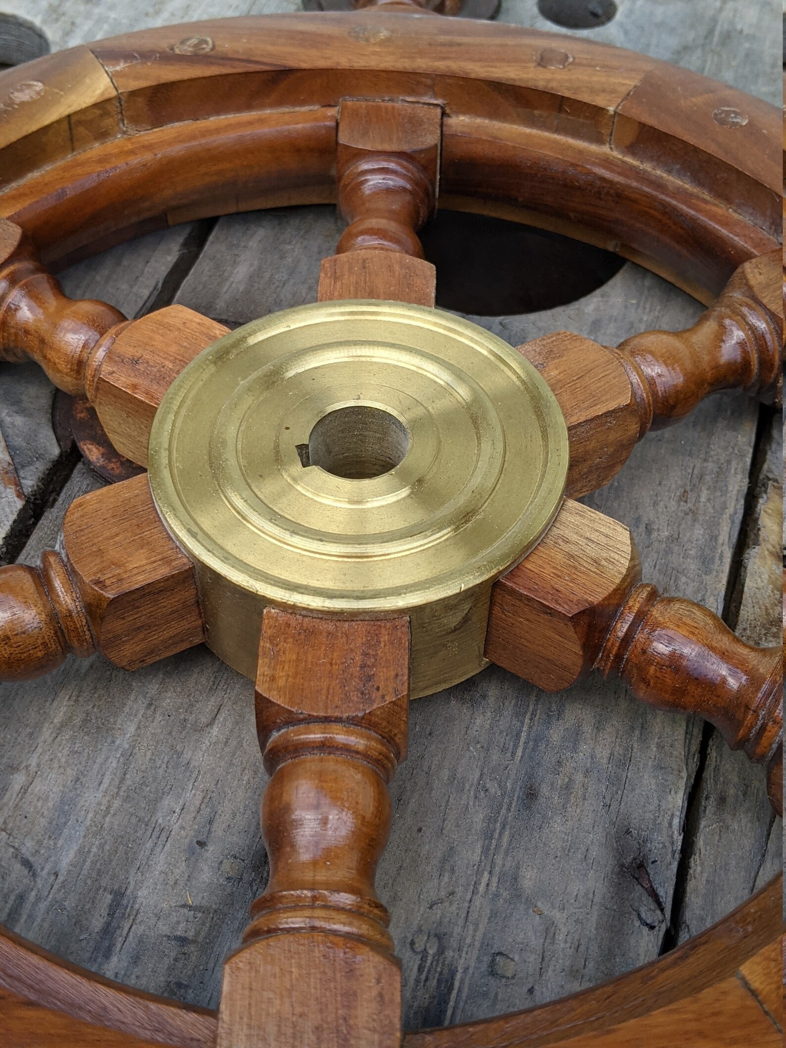 Maritime Nautical Wooden Ship Wheel Brass Hub 12 | Etsy