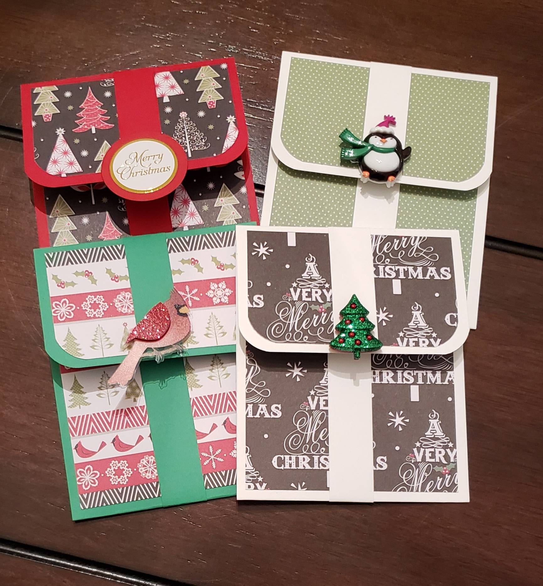 Set of 6 Handmade Christmas Gift Card Holders;snowflake; Santa Hat ...