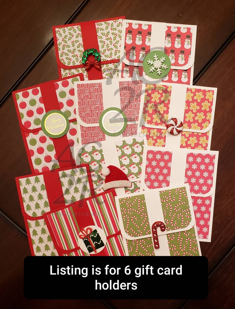 Set of 6 Handmade Christmas Gift Card Holders;snowflake; Santa Hat ...