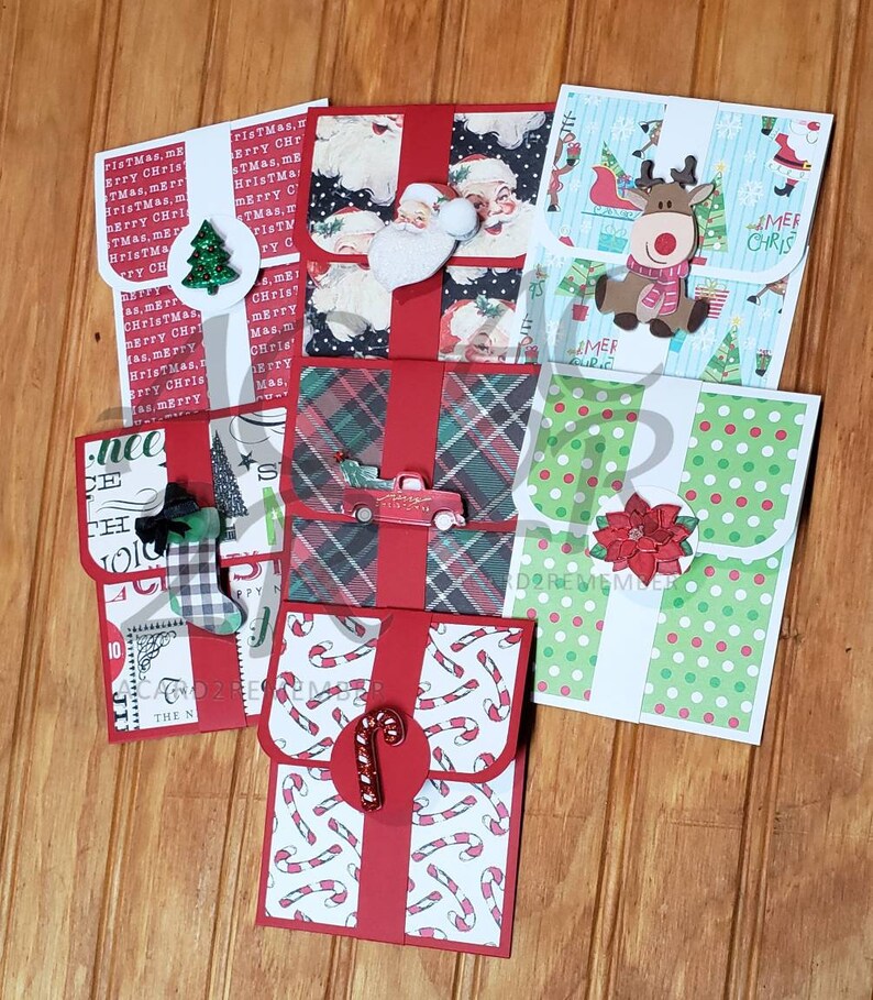 Set of 6 Handmade Christmas Gift Card Holders;snowflake; Santa Hat ...