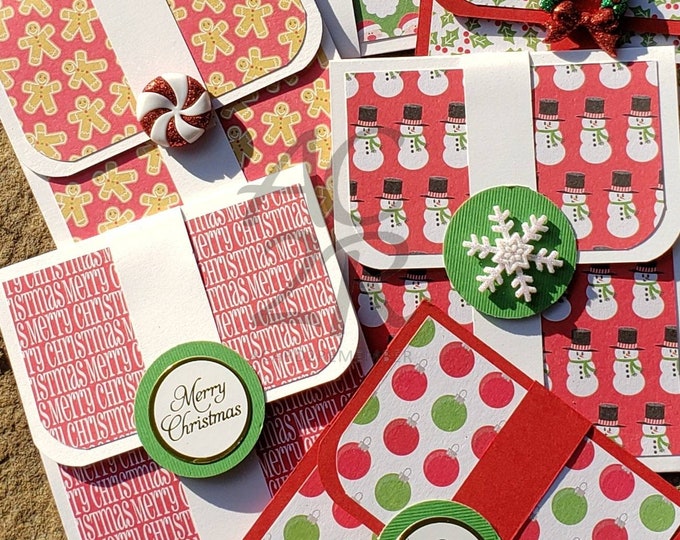 Set of 6 Handmade Christmas Gift Card Holderssnowflake Santa | Etsy