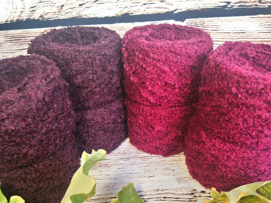 Maroon Burgundy Wool Boucle Yarn on Cone, Fancy Boucle Italy Yarn, Loop ...
