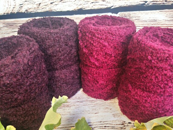Maroon Burgundy Wool Boucle Yarn on Cone Fancy Boucle Italy | Etsy