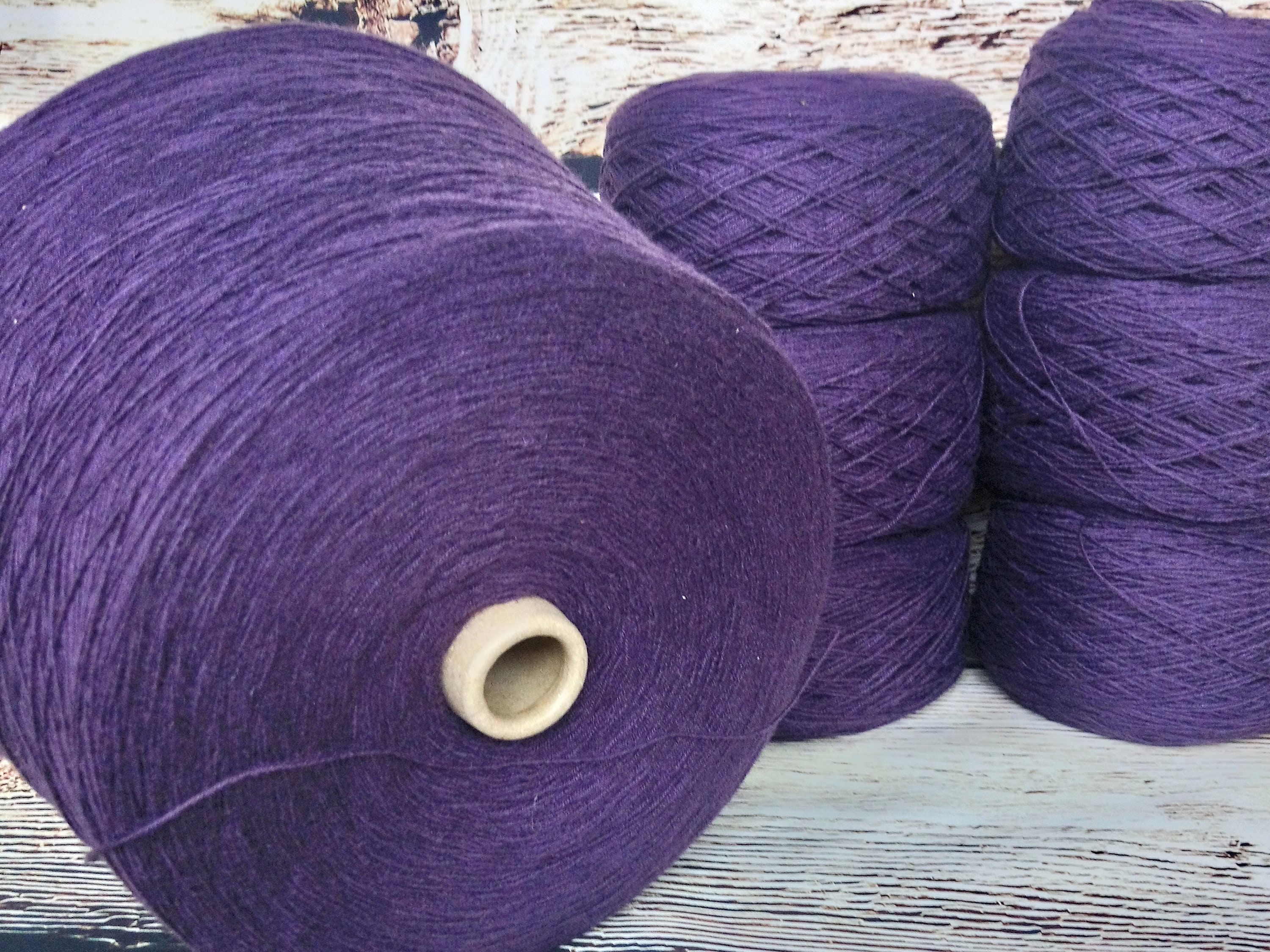 Knitting Yarn Cone Gray Purple Wool Yarn Crochet Thread Italian Cone ...