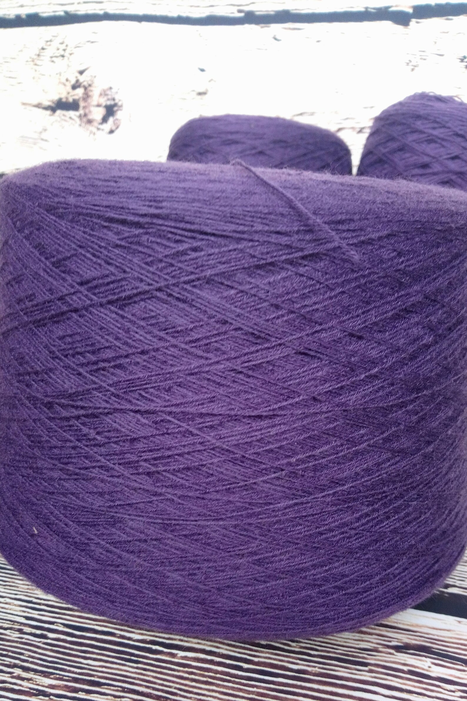 Knitting Yarn Cone Gray Purple Wool Yarn Crochet Thread Italian Cone ...