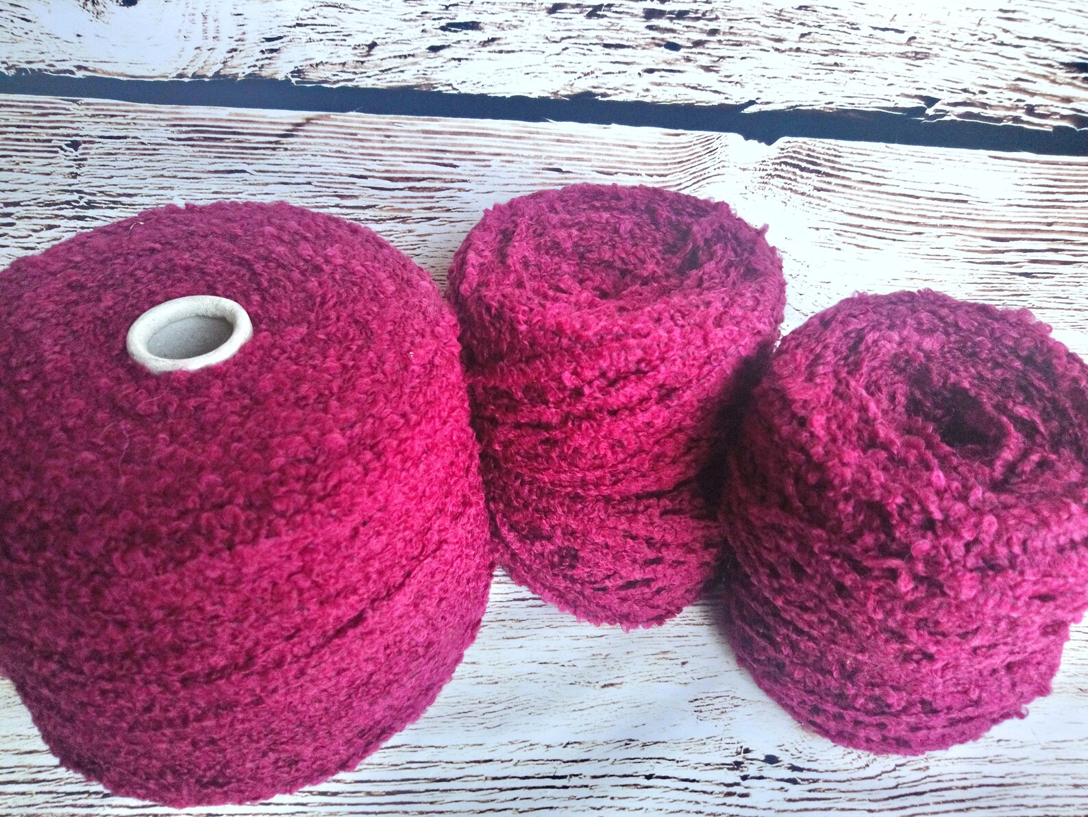 Maroon Burgundy Wool Boucle Yarn on Cone, Fancy Boucle Italy Yarn, Loop ...