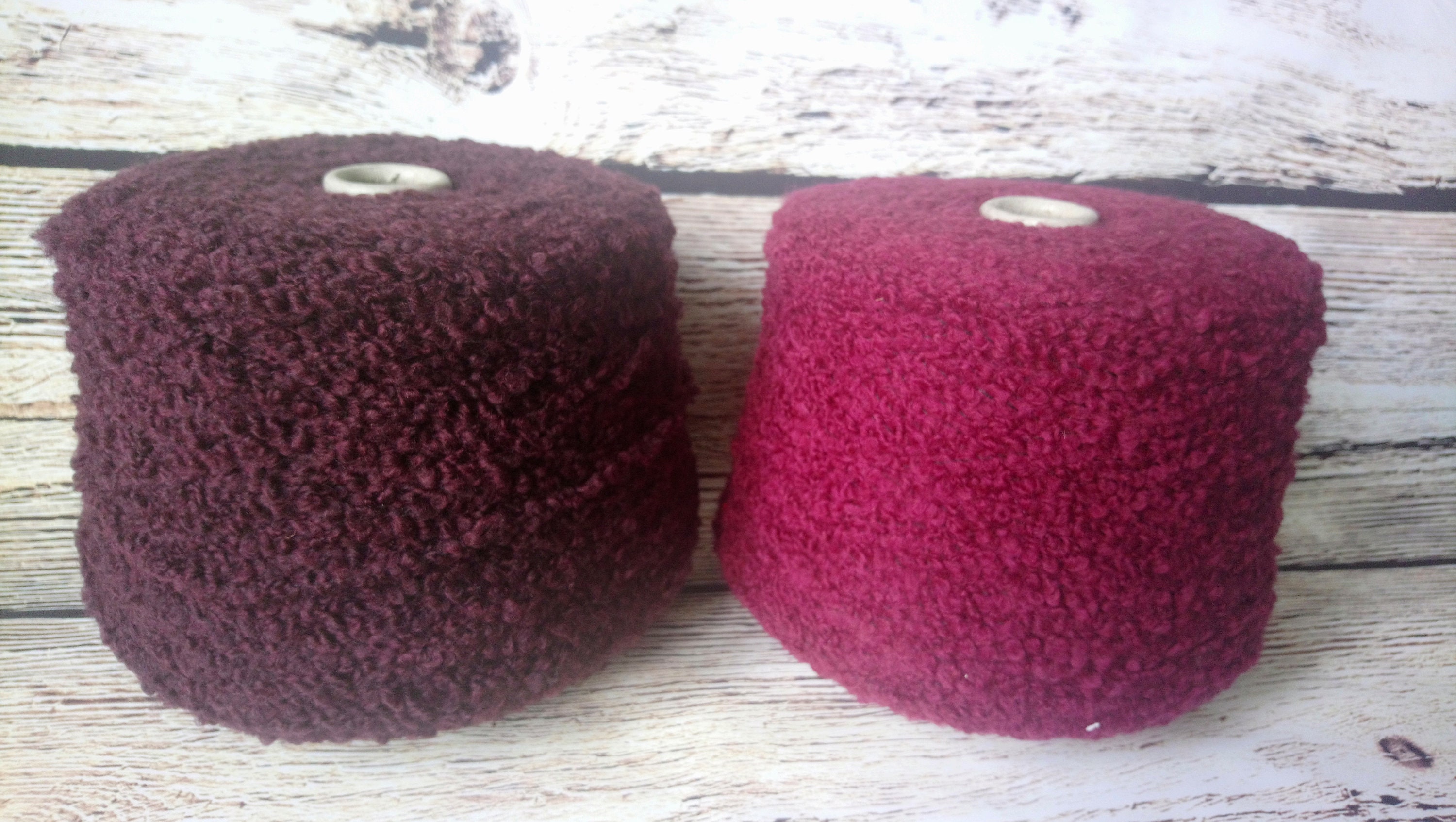 Maroon Burgundy Wool Boucle Yarn on Cone, Fancy Boucle Italy Yarn, Loop ...