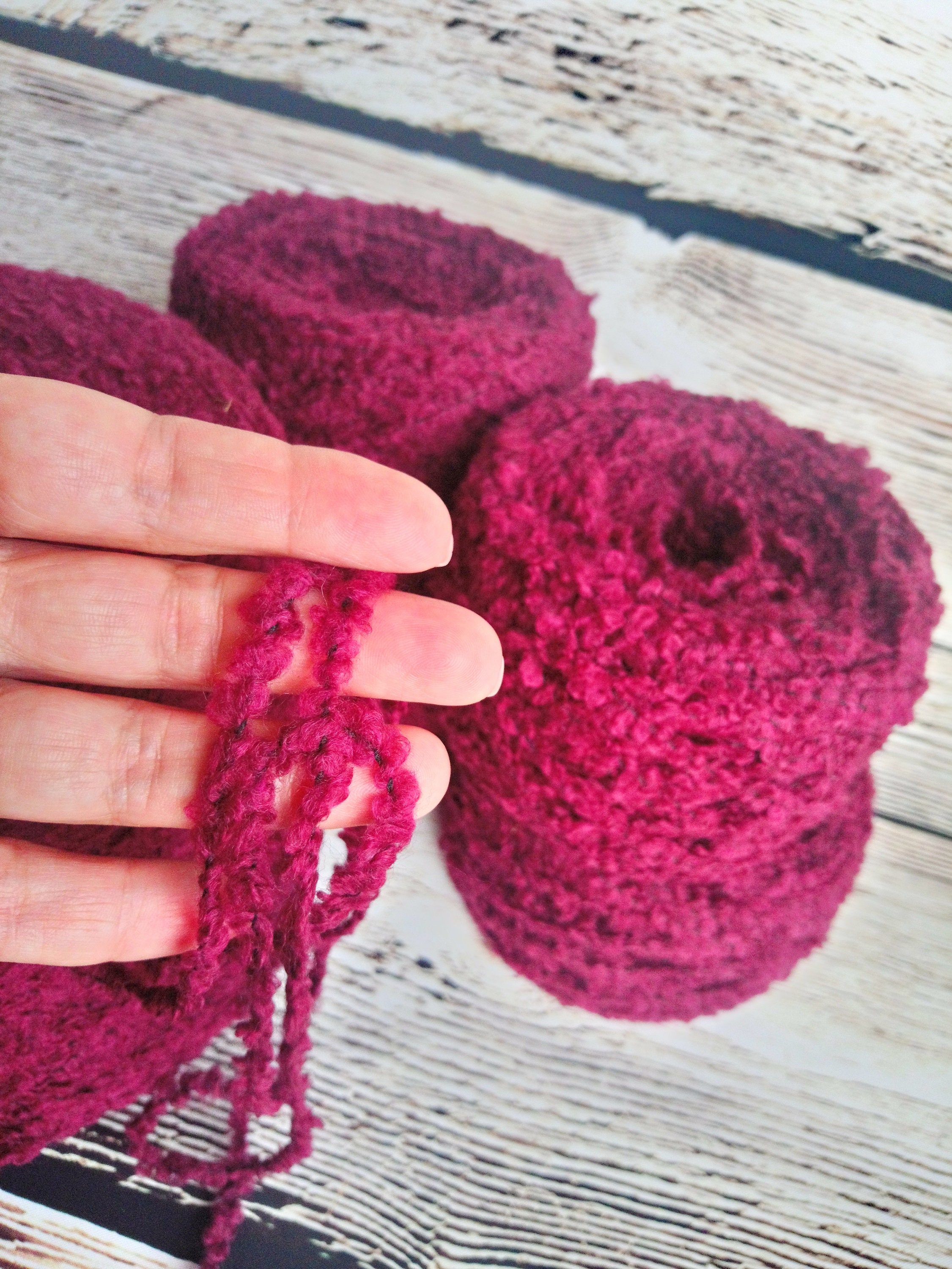 Maroon Burgundy Wool Boucle Yarn on Cone, Fancy Boucle Italy Yarn, Loop ...