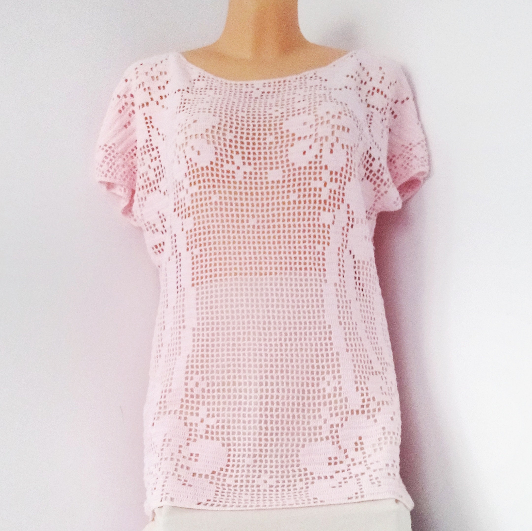 Women's Crochet Tunic Boho Tank Top Sexy See Through Top Summer Women's ...