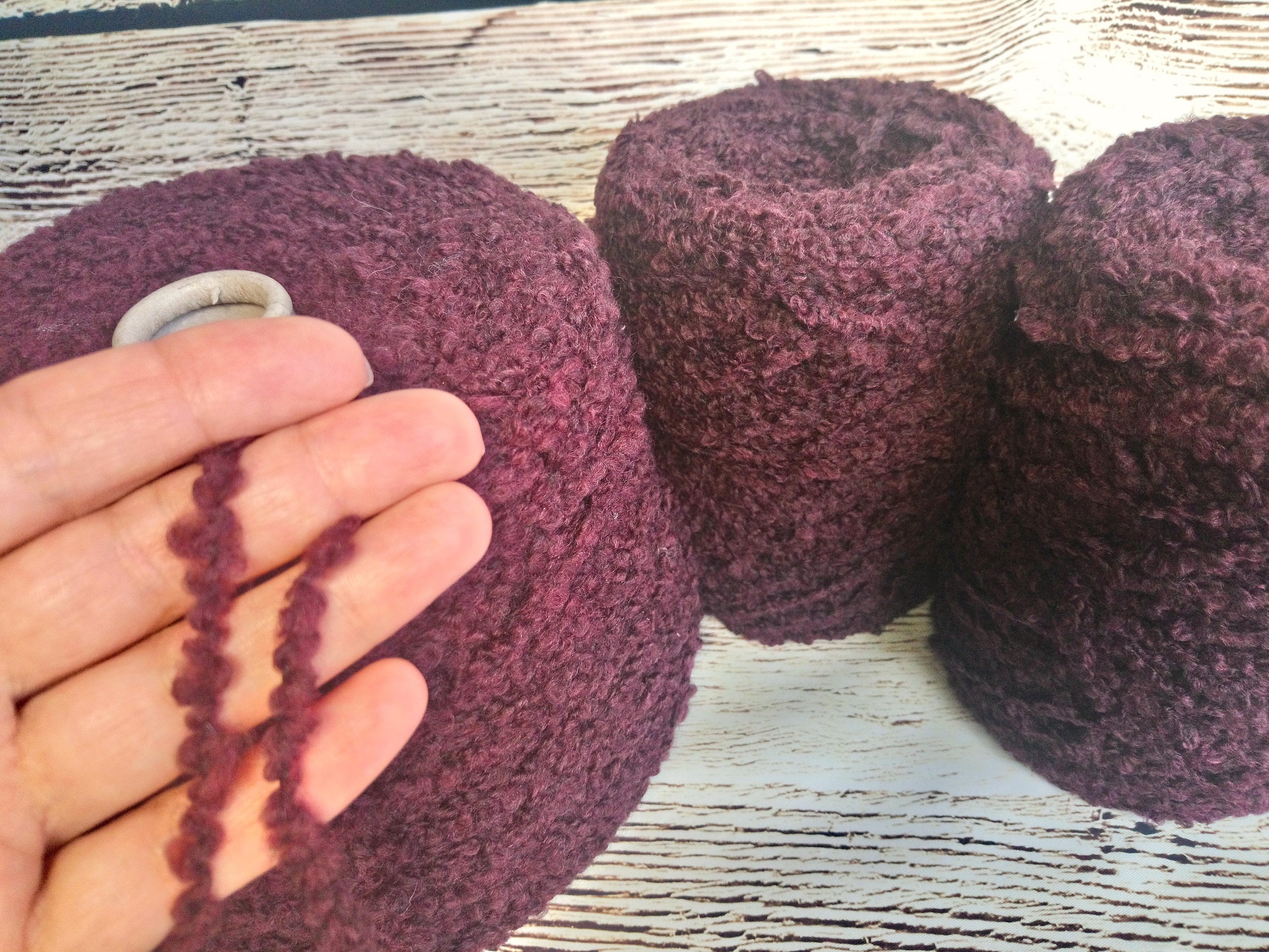 Maroon Burgundy Wool Boucle Yarn on Cone, Fancy Boucle Italy Yarn, Loop ...