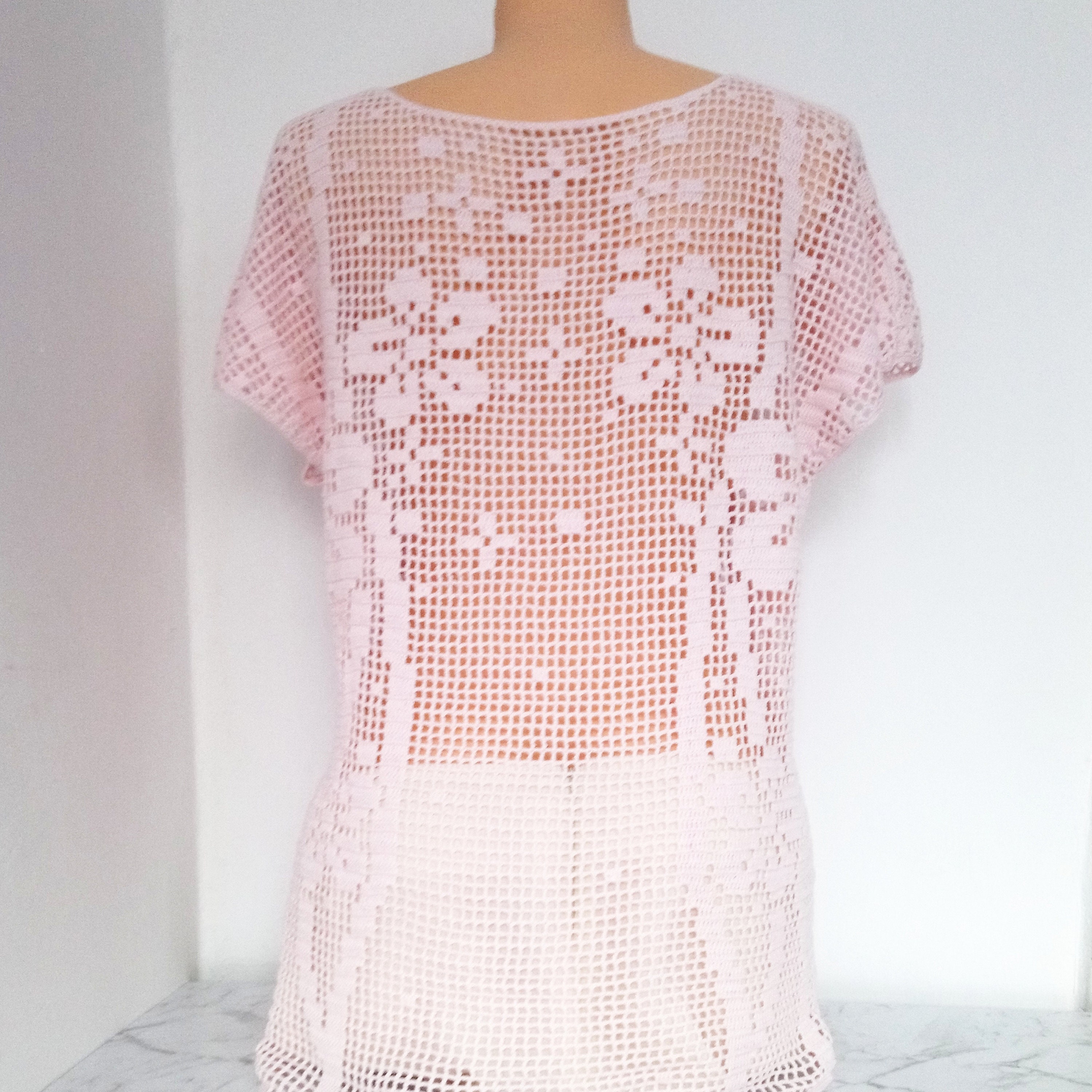 Women's Crochet Tunic Boho Tank Top Sexy See Through Top Summer Women's ...