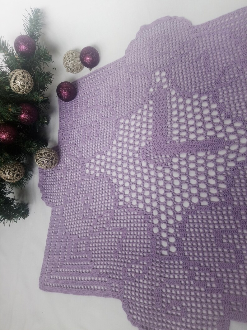 Christmas Tablecloth Purple Christmas Tree Skirt Table Scarf - Etsy