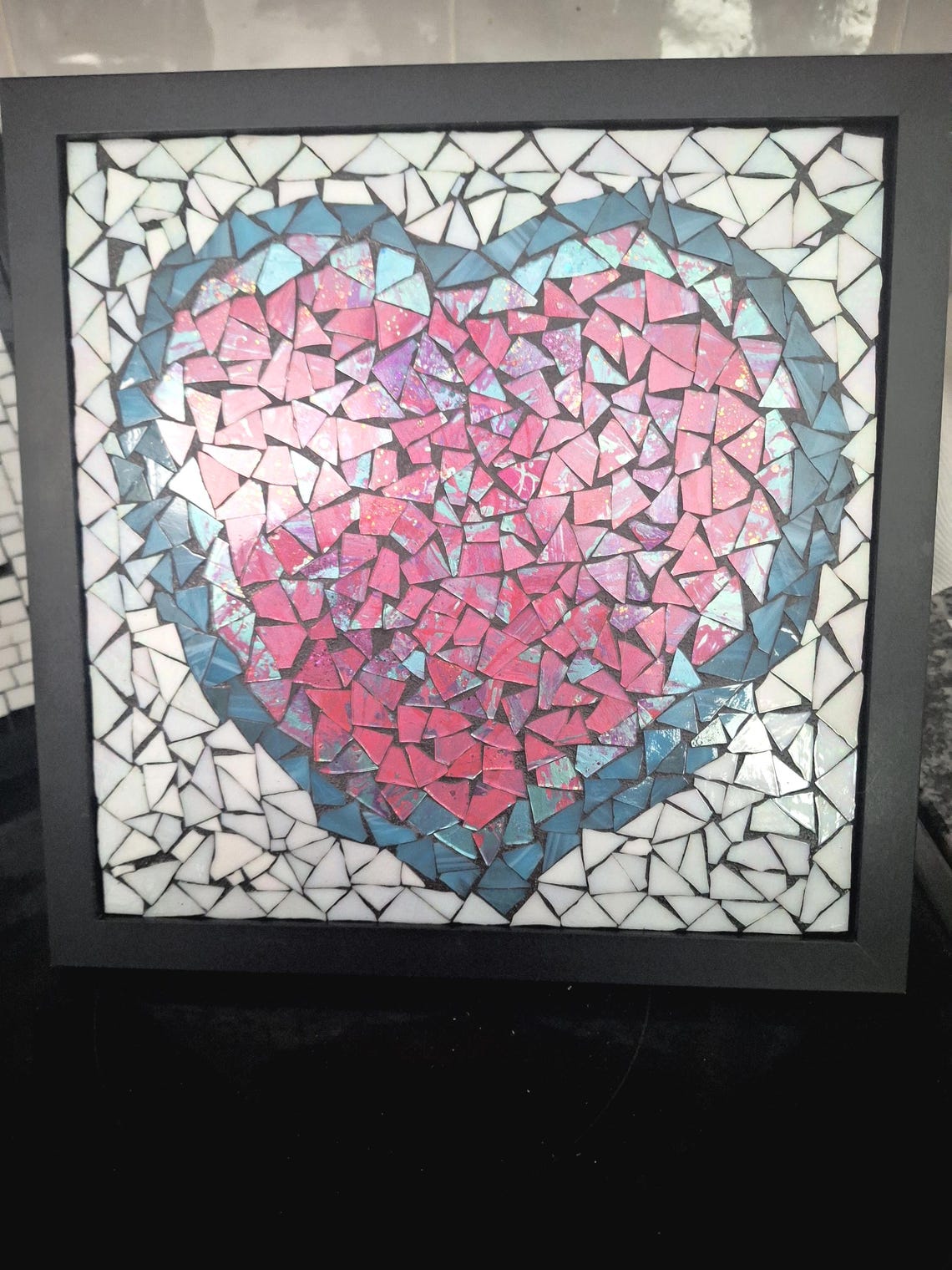10x10 Handcrafted Multicolor Metallic Mosaic Heart RINGS With Frame - Etsy