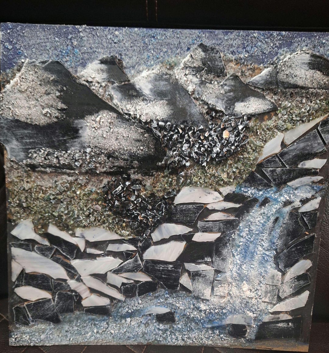 3D Snow-capped Mountains and Waterfall- Made From Scratch in Crushed ...