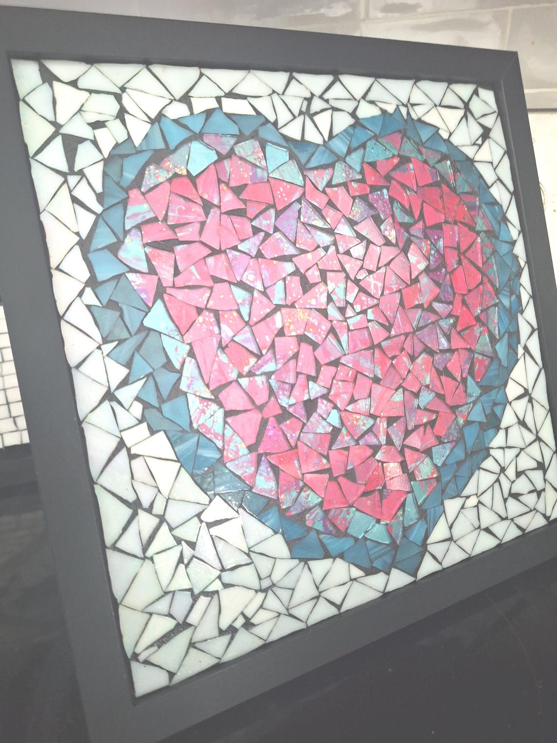 10x10 Handcrafted Multicolor Metallic Mosaic Heart RINGS With Frame - Etsy