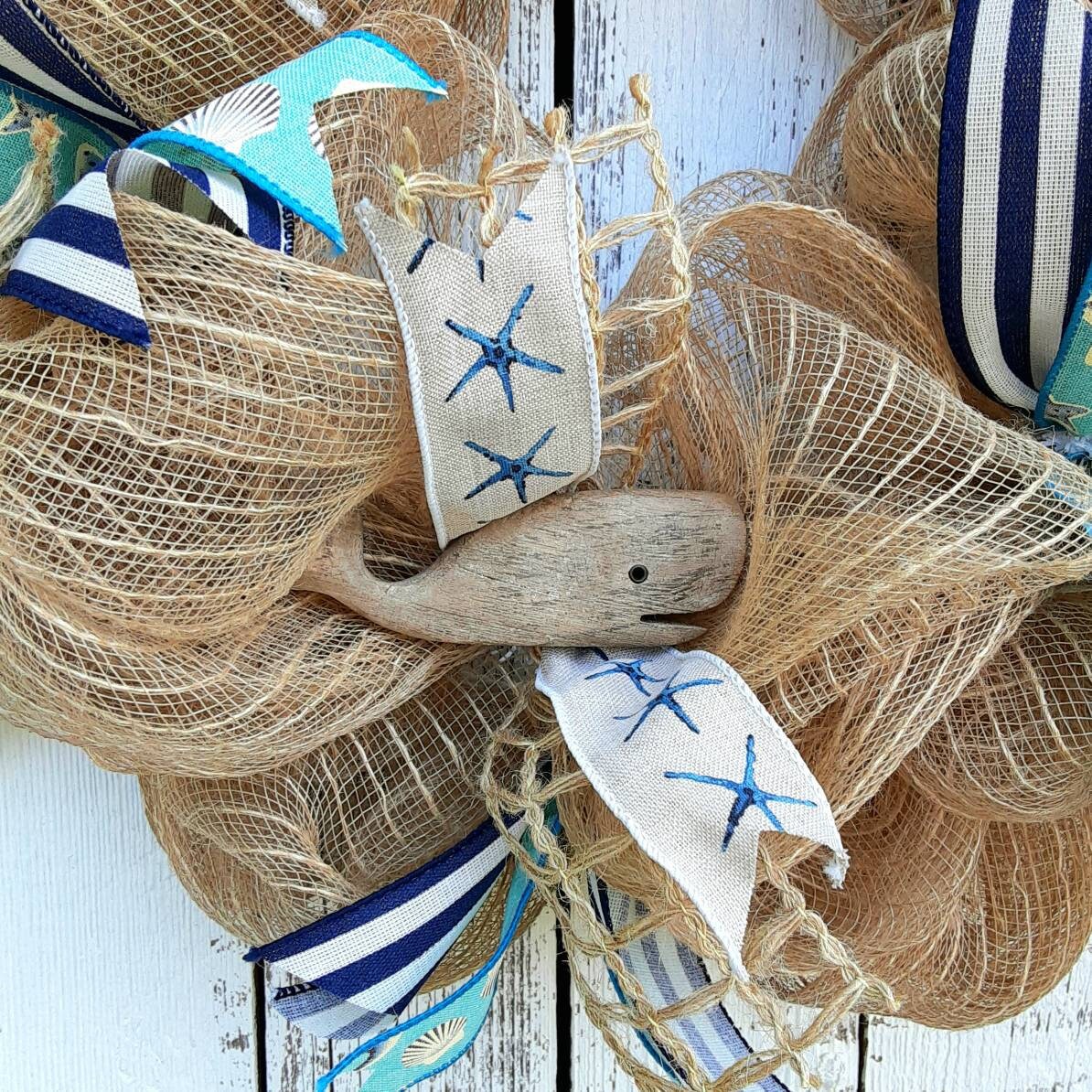 Nautical Wreath for Front Door, Whale Decor, Coastal Wall Decor, Beach ...