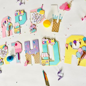 Ice Cream Cone Banner, Ice Cream Birthday Garland, Sweet Birthday, Ice ...
