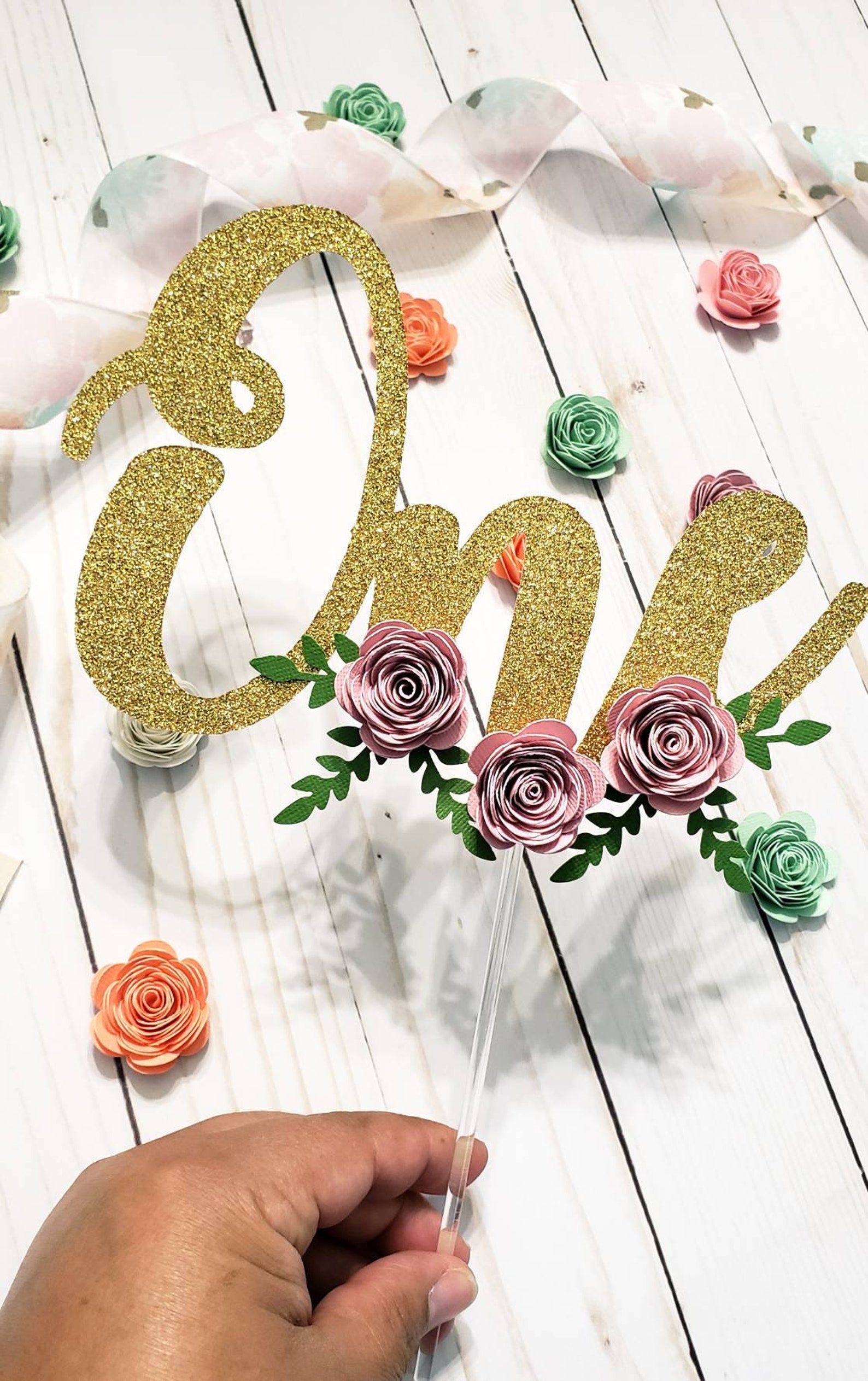 One Cake Topper Smash Cake One Year Old Cake Topper Floral - Etsy