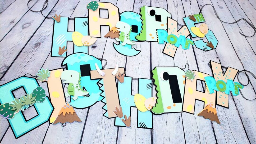 Dinosaur Happy Birthday Banner, Dinosaur Party Banner, Dino Birthday ...